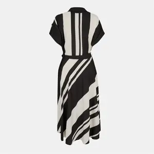 Ralph Lauren Diagonal Stripe Wrap Dress - Black