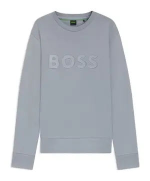 Hugo Boss Salbo Stretch Cotton Logo Sweatshirt, Signature Branding - Gray