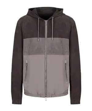 Emporio Armani Suede Colourblock Hooded Jacket