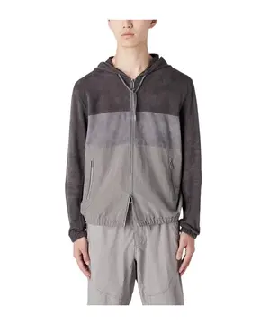 Emporio Armani Suede Colourblock Hooded Jacket