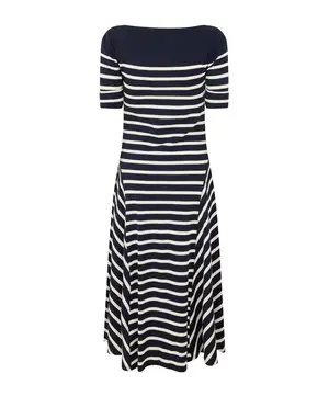 Ralph Lauren Striped Off-the-shoulder A-line Dress