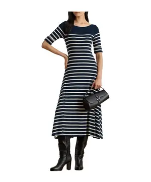 Ralph Lauren Striped Off-the-shoulder A-line Dress