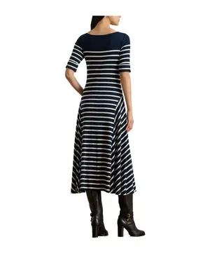 Ralph Lauren Striped Off-the-shoulder A-line Dress