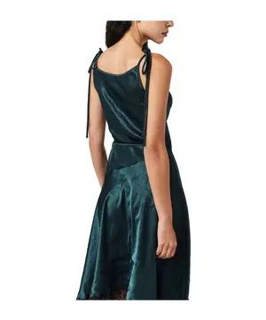 Acne Studios Midi Dress With Asymmetrical Cut And Lace Trims