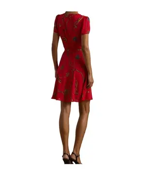Ralph Lauren Belted Georgette Mini Dress With Nautical Print