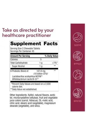 BARIATRIC ADVANTAGE Chewable Probiotic Supplement 10 Billion Cfus Digestive Support 90 Count