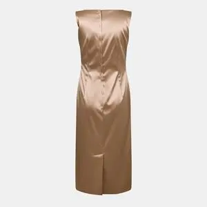 Dolce & Gabbana Sleeveless Leopard Print Detail Ruched Midi Dress