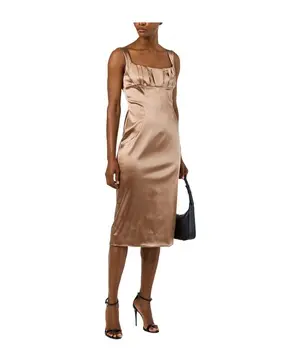 Dolce & Gabbana Sleeveless Leopard Print Detail Ruched Midi Dress