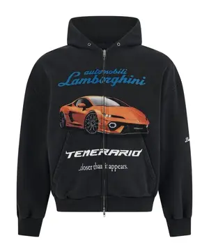 Balenciaga Printed Zip Hoodie - Black