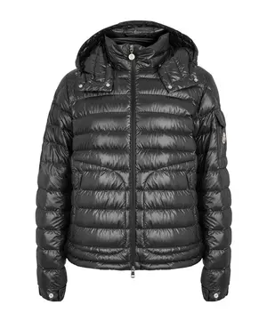 Moncler Quilted Down Jacket With Detachable Hood And Logo Patch