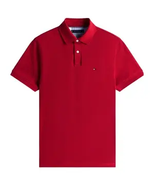 Tommy Hilfiger Logo Short Sleeve Polo Shirt - Red