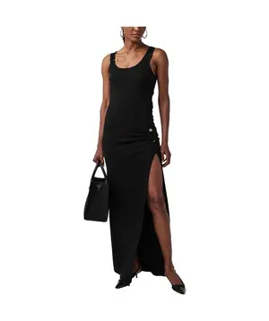 Versace Ruched Maxi Dress With Side Slit