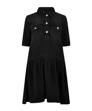 GANNI Button-up Denim Mini Dress - Black
