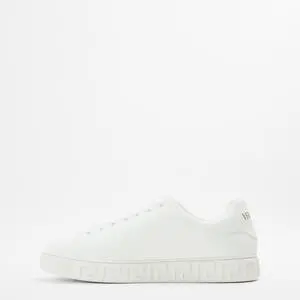 Versace Leather Low-top Sneakers With Greek Key Detailing