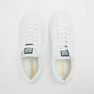 Versace Leather Low-top Sneakers With Greek Key Detailing