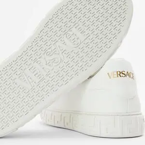 Versace Leather Low-top Sneakers With Greek Key Detailing