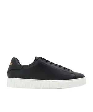 Versace Leather Low-top Sneakers With Greek Key Detail