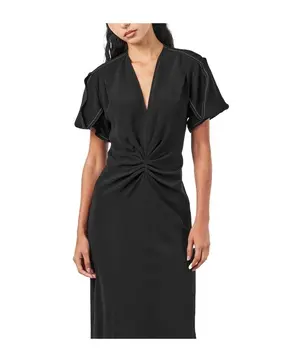 Victoria Beckham Gathered V-neck Midi Dress