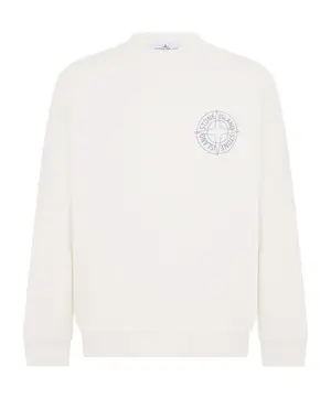 Stone Island Logo Crew Neck Sweatshirt - White