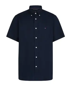 Tommy Hilfiger Flex Poplin Short-sleeve Plain Shirt - Black