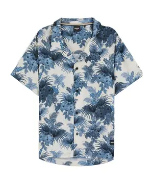 Hugo Boss Bw Beach Shirt, Plain Short-sleeve - Blue