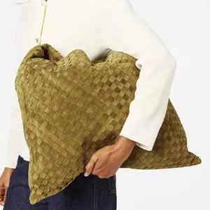Bottega Veneta Large Woven Genuine Leather Shoulder Bag - Brown