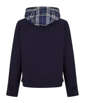 Burberry Spread Collar Hooded Jacket With Plaid Lining