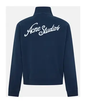 Acne Studios Logo Zip Hoodie - Blue