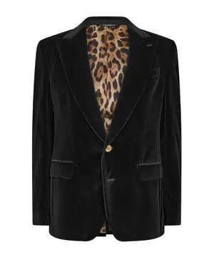 Dolce & Gabbana Velvet Single-breasted Blazer - Black