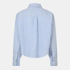 Max Mara Cropped Long Sleeve Striped Shirt - Blue