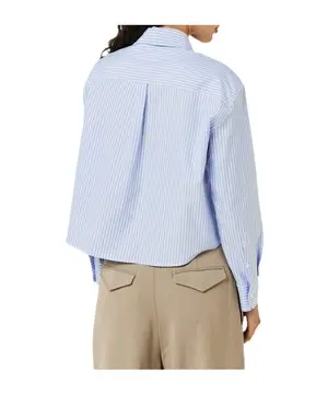 Max Mara Cropped Long Sleeve Striped Shirt - Blue