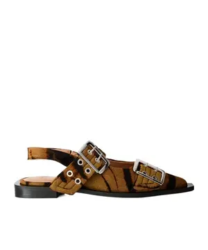 GANNI Feminine Buckle Ballerinas - Brown