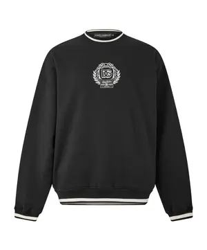 Dolce & Gabbana Crewneck Sweatshirt With Emblem Detail - Black