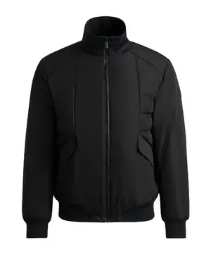 Hugo Boss Stand Collar Quilted Zip-up Jacket - Black