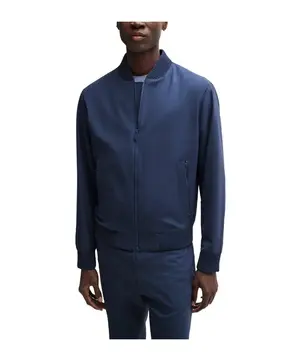 Hugo Boss Zip-up Bomber Jacket With Stand Collar