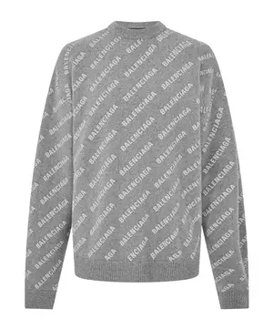Balenciaga Casual Versatile Knit Sweater - Gray