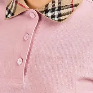 Burberry Short Sleeve Dress With Plaid Collar - Pink