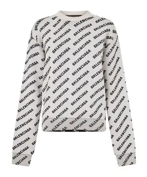Balenciaga All-logo Crew Neck Sweater