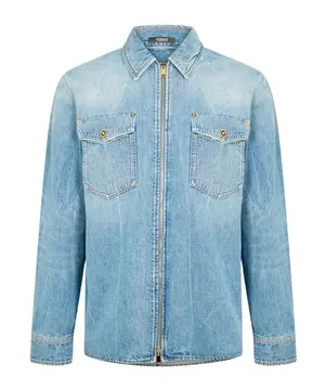 Versace Stonewashed Long-sleeve Denim Shirt - Blue