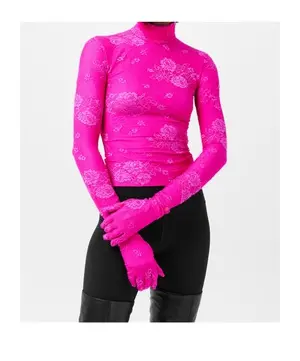 Balenciaga Long-sleeve Printed High Neck Cropped Top