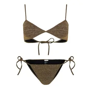 Balenciaga Triangle Cup Bikini Set With Tie-up Details - Brown