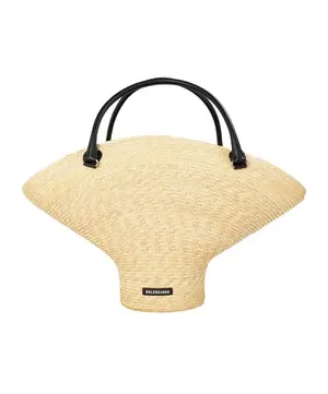 Balenciaga Straw Tote Bag - Nude