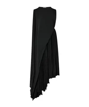 Balenciaga Asymmetrical Draped Cape Dress - Black