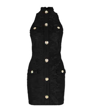 Balmain Sleeveless High Neck Mini Dress - Black