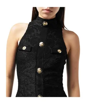 Balmain Sleeveless High Neck Mini Dress