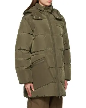 GANNI Oversized Puffer Midi Jacket With Logo
