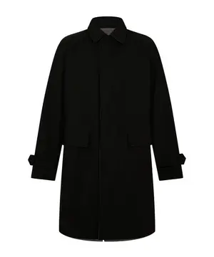 Hugo Boss Lapel Mid-length Single-breasted Trench Coat - Black