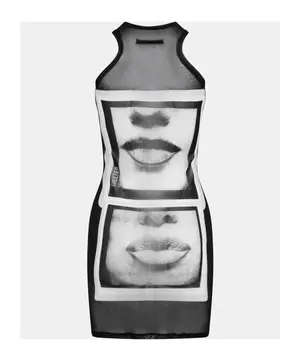 JEAN PAUL GAULTIER Semi-transparent Printed Mini Dress