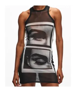 JEAN PAUL GAULTIER Semi-transparent Printed Mini Dress