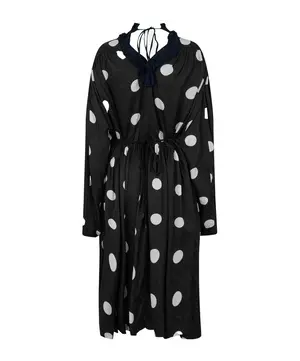 Balenciaga Polka Dot Wrap Dress - Black